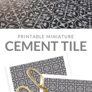 1/12 Cement Tile Effect Dollhouse Miniature Printable Download 8.5 X 11 ...