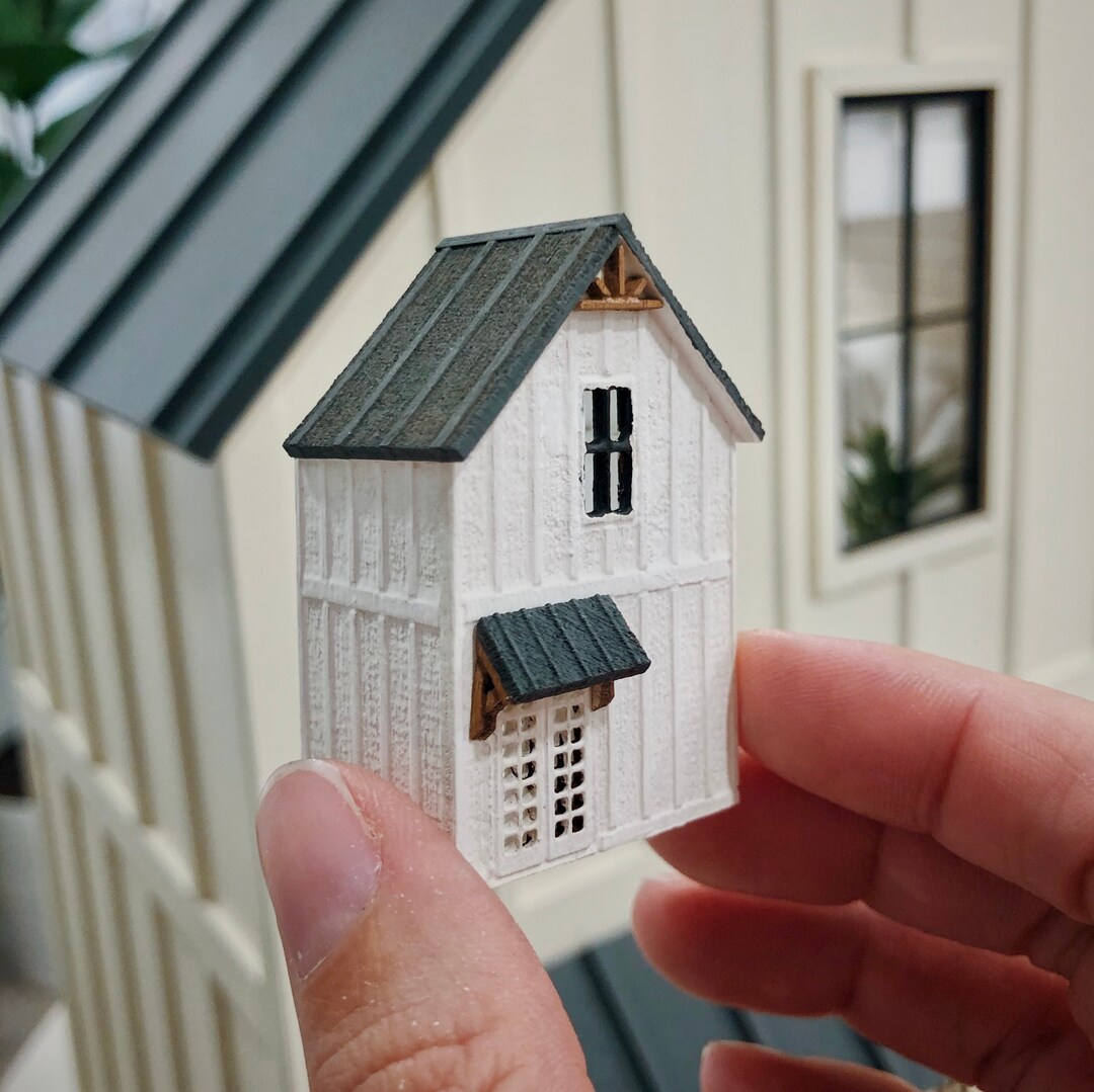 1:144 Scale Mini Modern Farmhouse Miniature Dollhouse Kit - Etsy