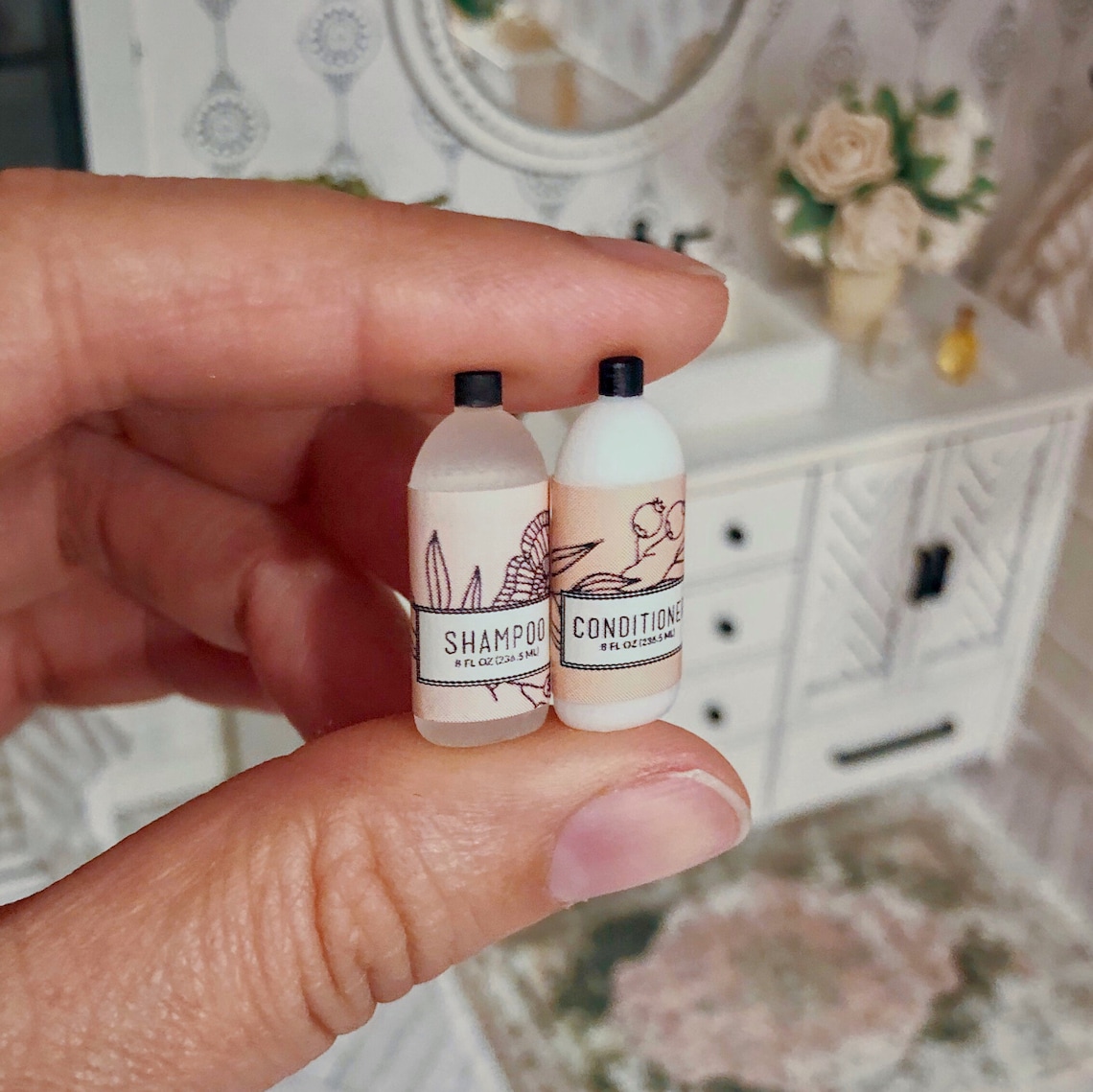 Dollhouse Shampoo and Conditioner Set: Miniature Roombox Decor 1/12 ...