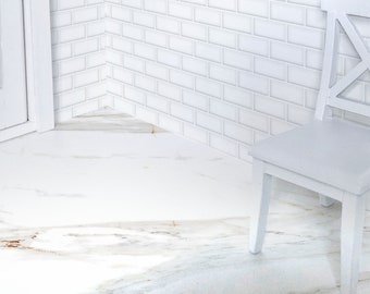 Dollhouse White Marble Effect Backsplash Miniature Printable Etsy