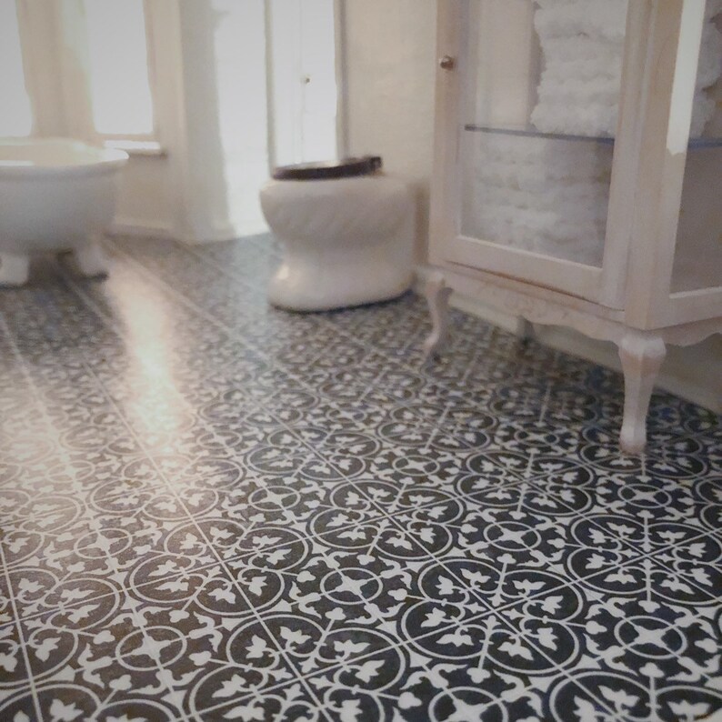 1/12 Cement Tile Effect Dollhouse Miniature Printable Download - Etsy