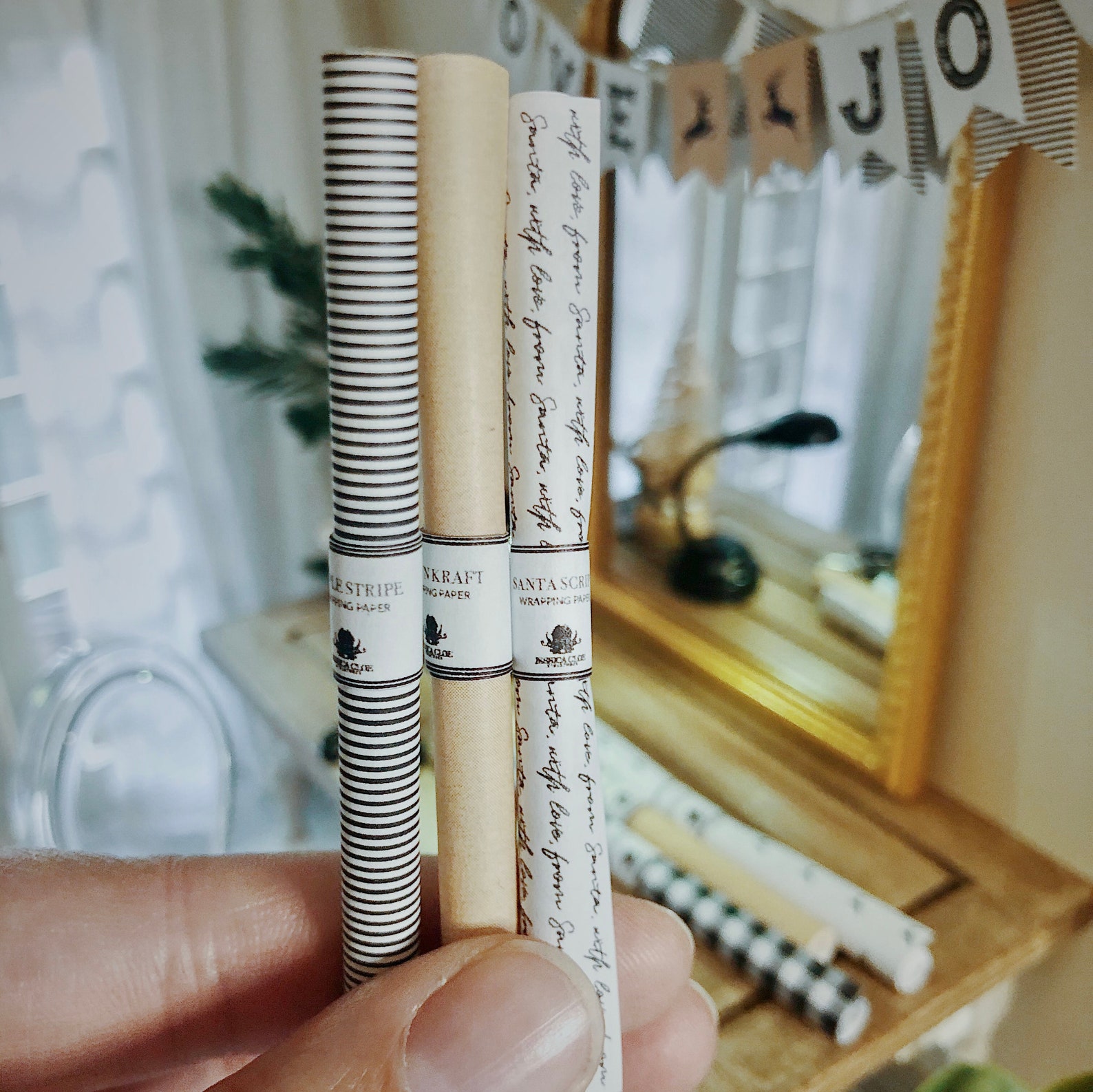 Santa Script Printable Wrapping Paper 1/12 Dollhouse Miniature - Etsy