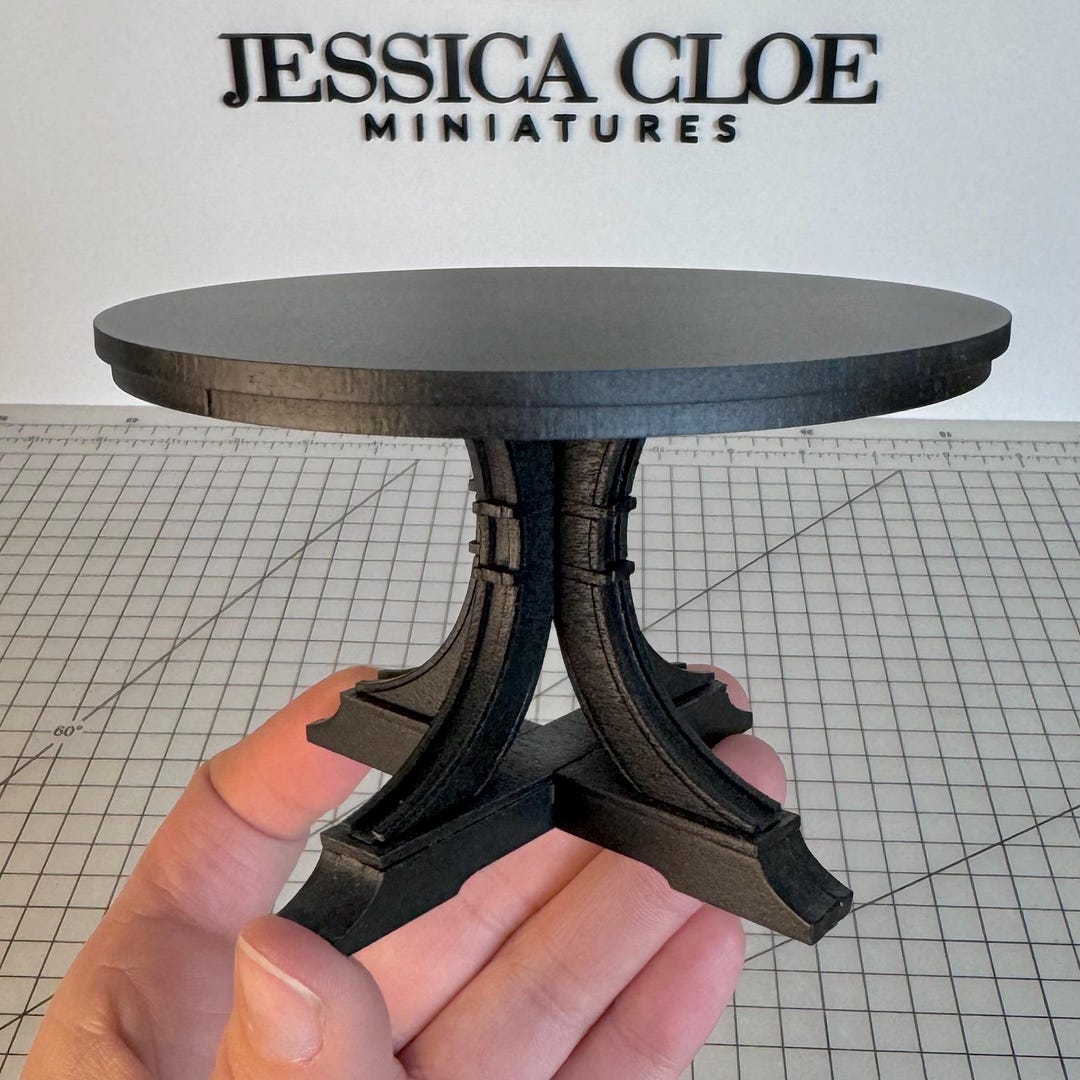 Miniature Round Pedestal Table: 1/12 Scale Dollhouse Furniture - Etsy