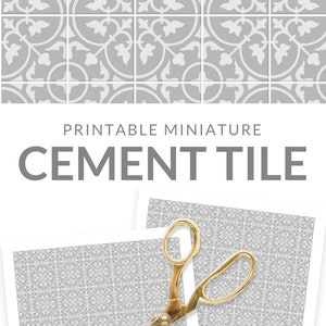 1/12 Grey Cement Tile Effect Dollhouse Miniature Printable Download 8.5 ...