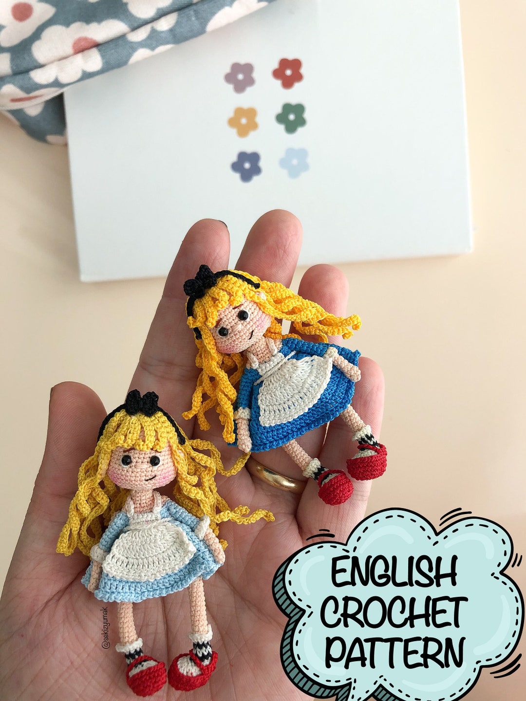 PATTERN ONLY, Miniature Alice Doll Pattern , Alice Doll Crochet Pattern ...
