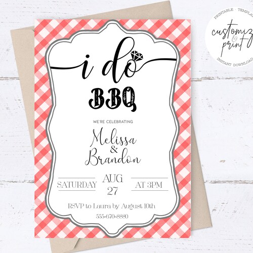 I Do BBQ Invitation Couples Shower Printable Engagement Invite - Etsy