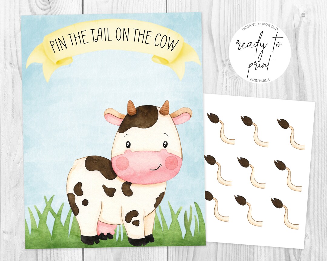 Pin the Tail on the Cow Birthday Party Game Printable, Instant Download ...