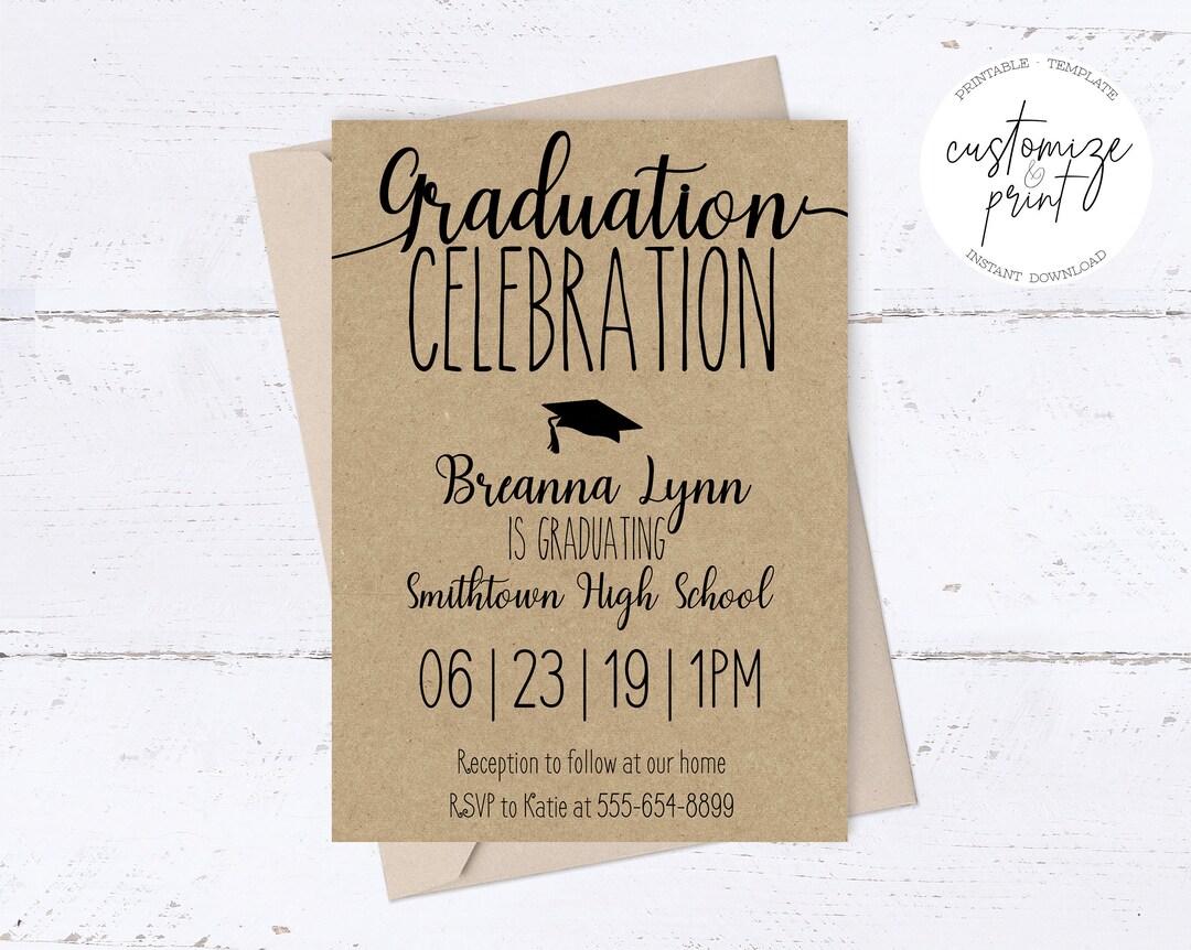 Graduation Celebration Party Invitation Editable Template, Printable ...