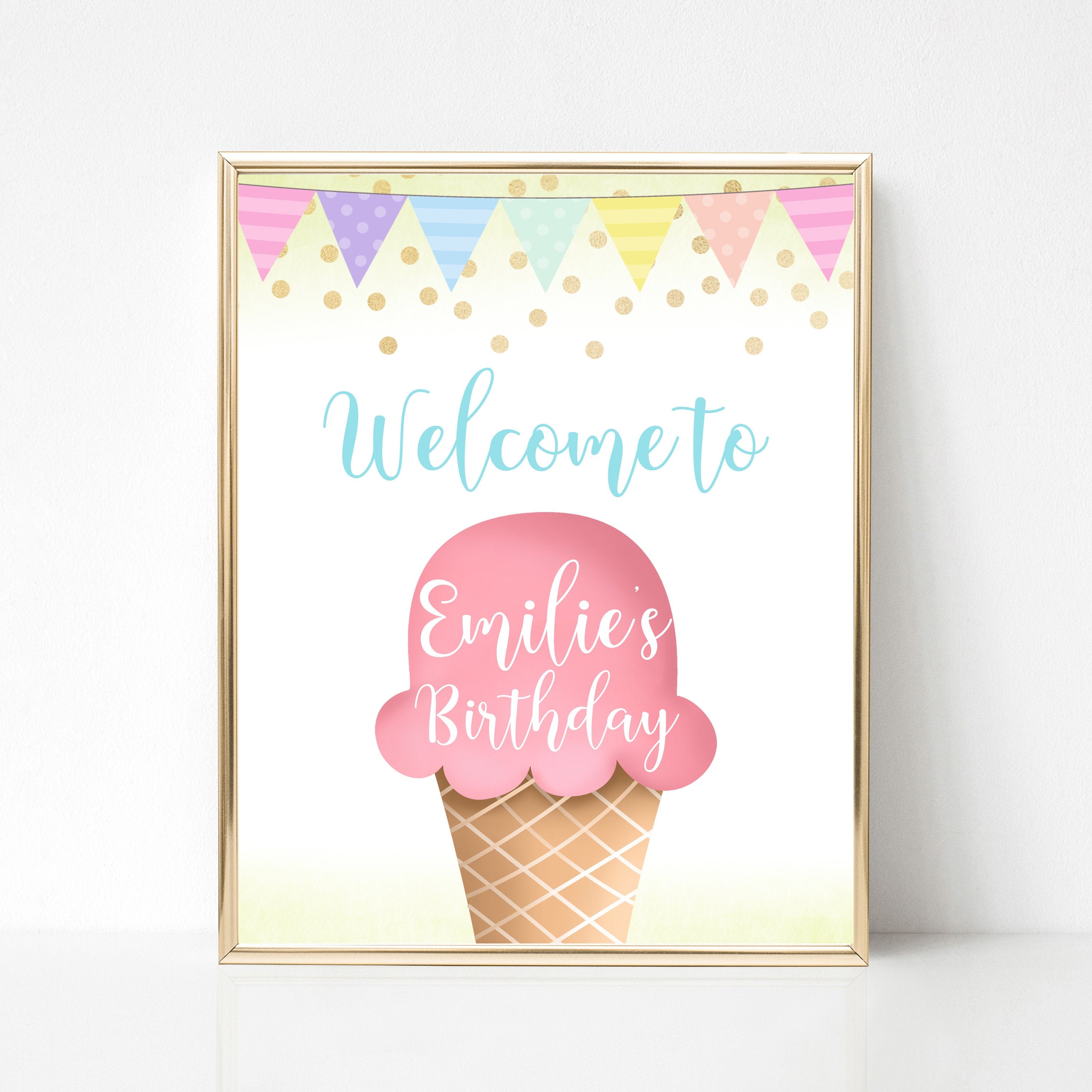 Ice Cream Birthday Party Welcome Sign Editable, Printable & Instant ...
