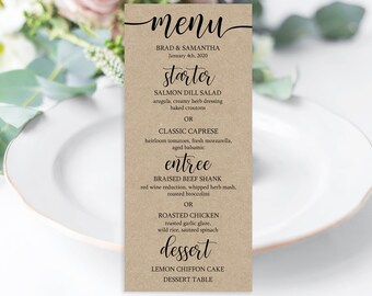 Rustic Wedding Menu | Etsy