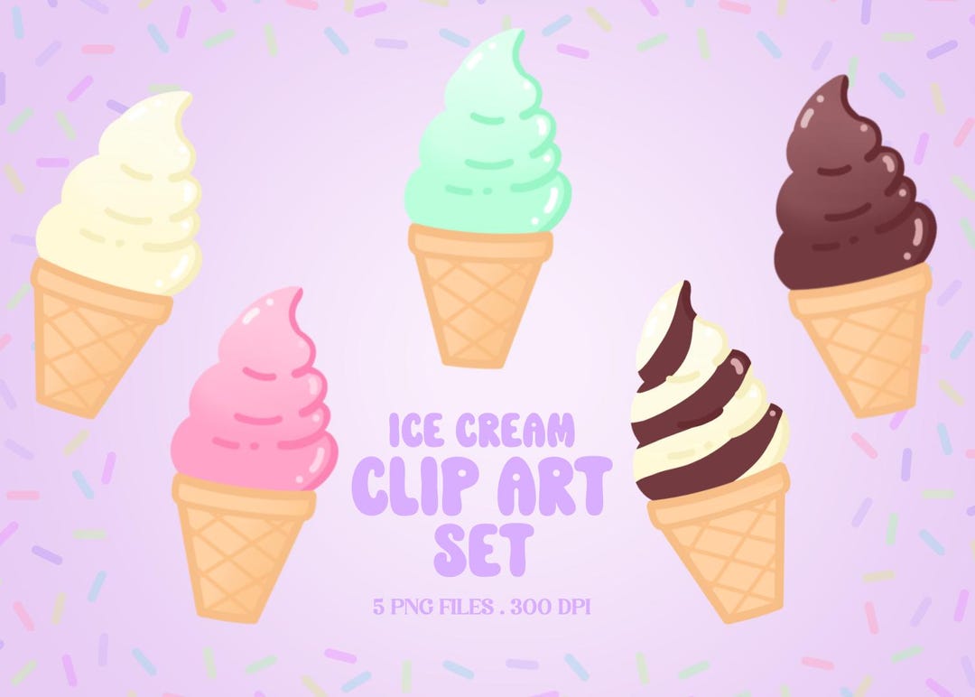 Ice Cream Cone Clip Art Set Personal and Small Commercial Use - Etsy