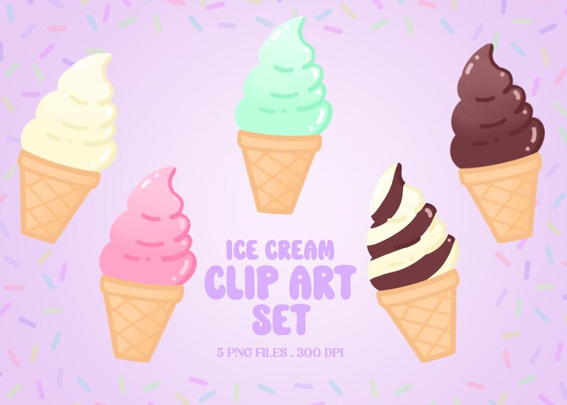 Ice Cream Cone Clip Art Set Personal and Small Commercial Use - Etsy