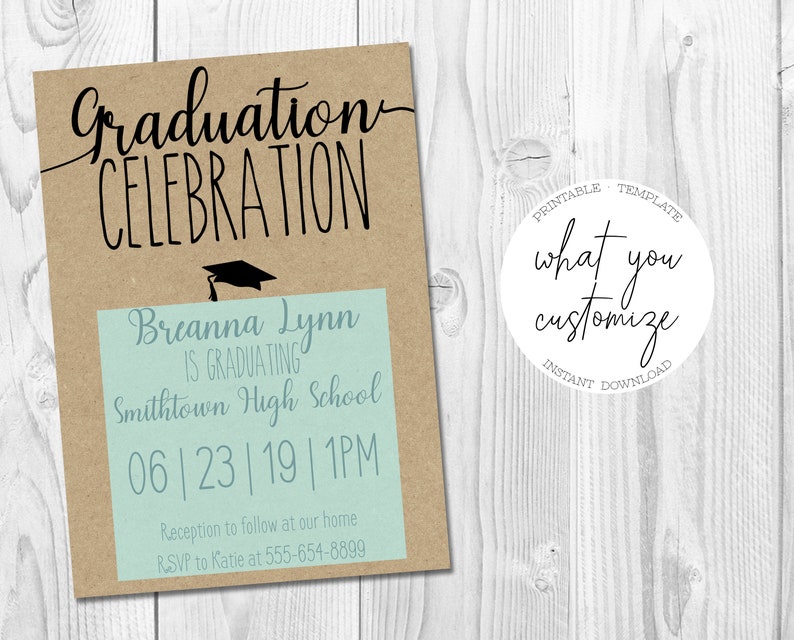 Graduation Celebration Party Invitation Editable Template, Printable ...