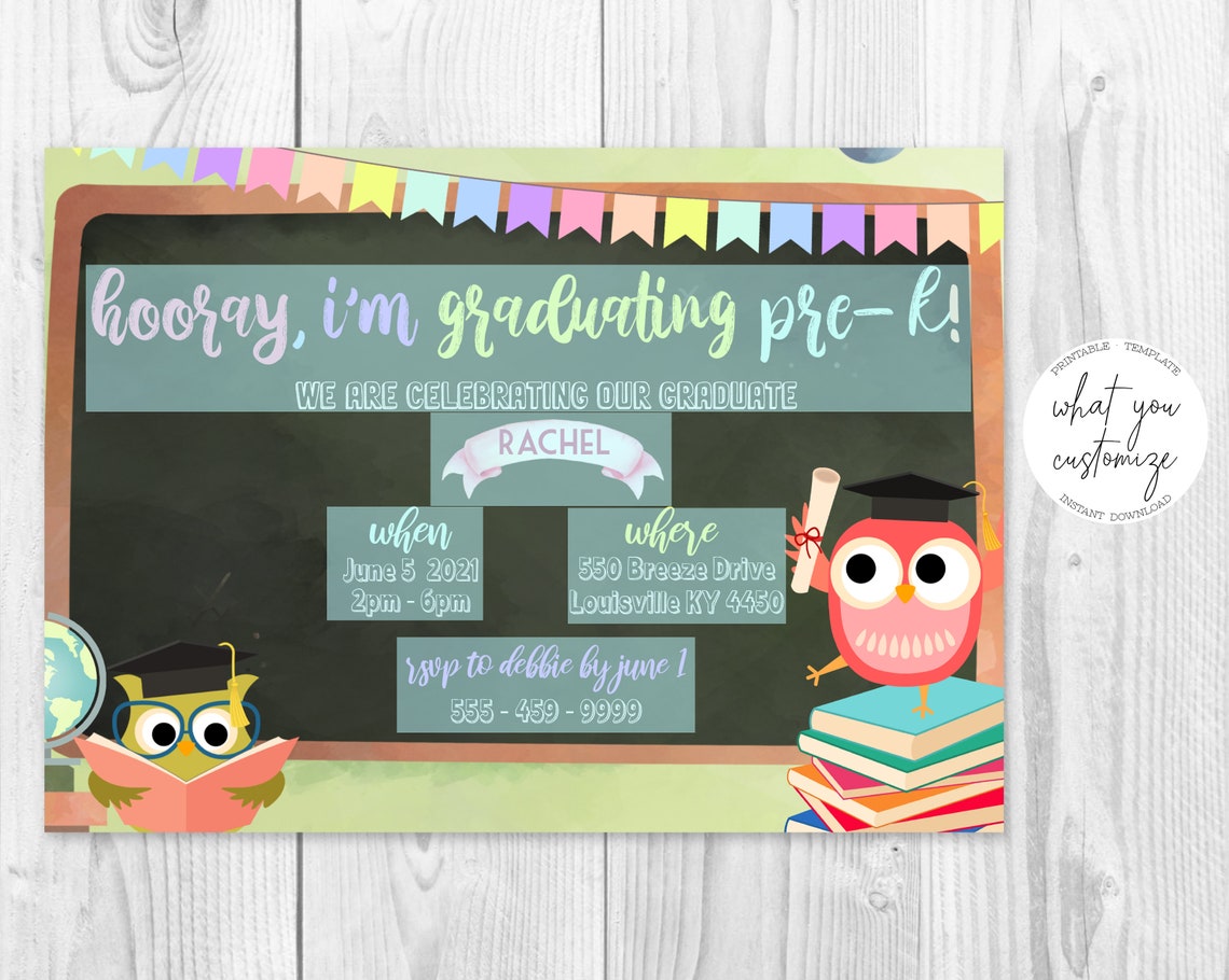 Pre-k Graduation Invitation Editable Template Printable & - Etsy