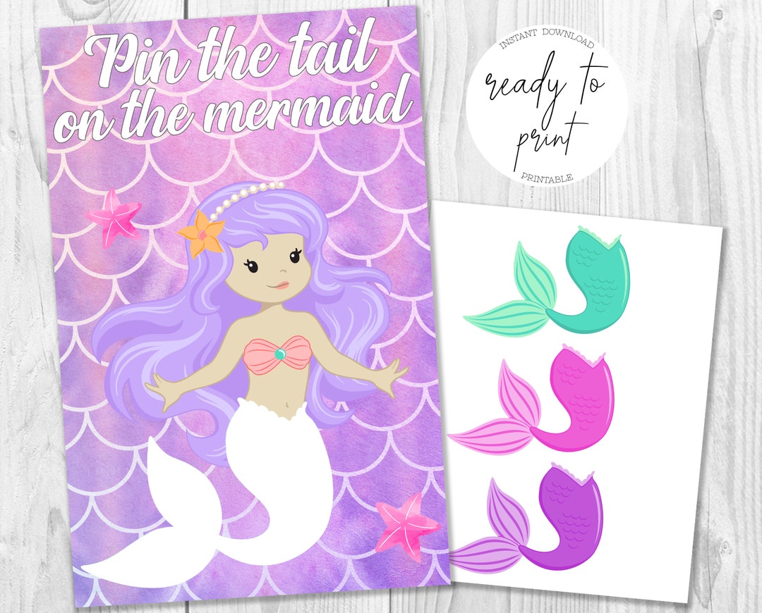 Pin the Tail on the Mermaid Birthday Party Game Printable, Instant ...