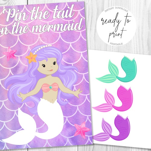 Pin the Tail on the Mermaid Birthday Party Game Printable | Etsy