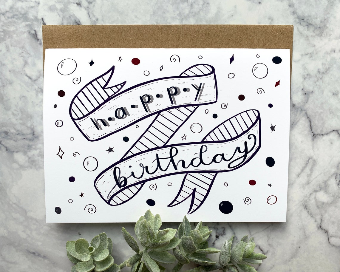 Happy Birthday Card — Happy Birthday Banner Card — Birthday Greeting ...