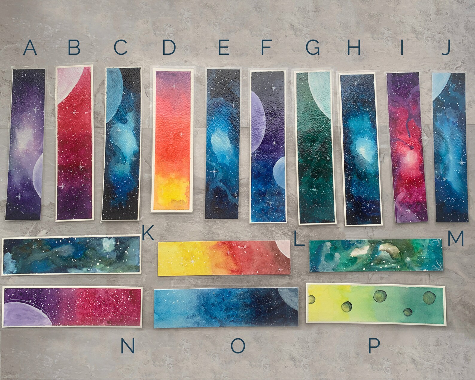 Hand Painted Bookmarks — Watercolor Galaxy, Sky, and Sea — Book and Art ...