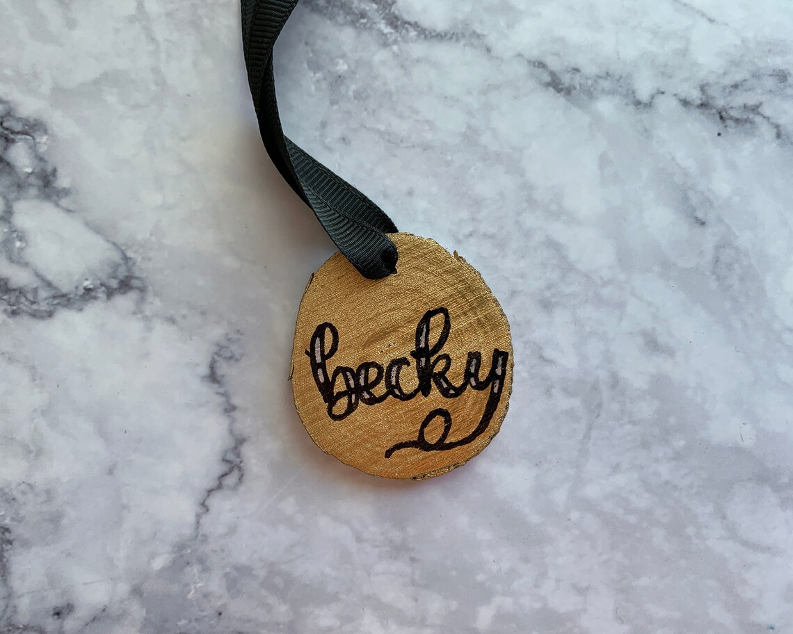 Hand Lettered Wood Name Tags Personalized Name Ornaments for - Etsy