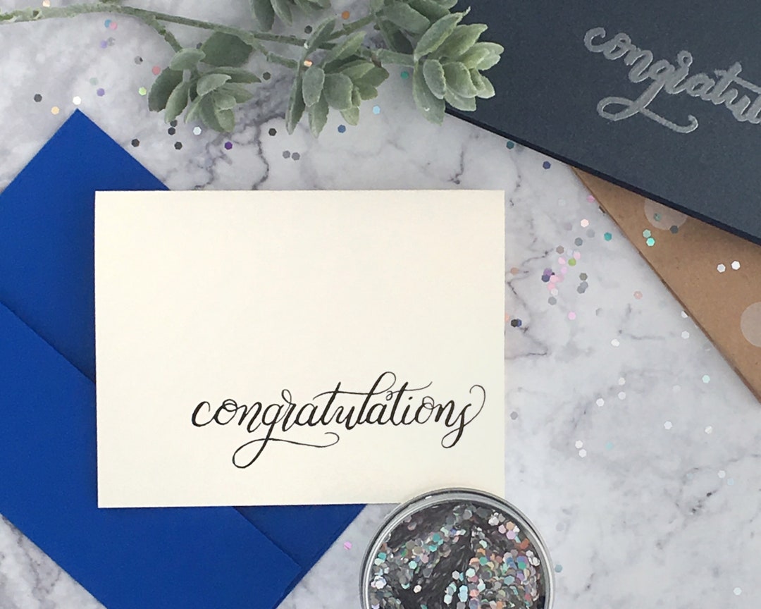 Calligraphy Congratulations Card - Hand Lettered Card - Wedding ...