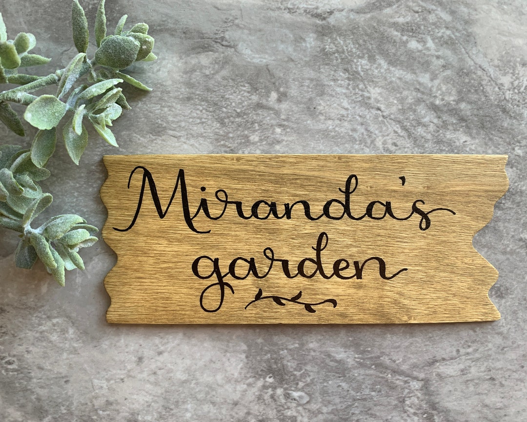 Hand Lettered Wood Garden Signs — Custom Name Sign for Garden - Etsy