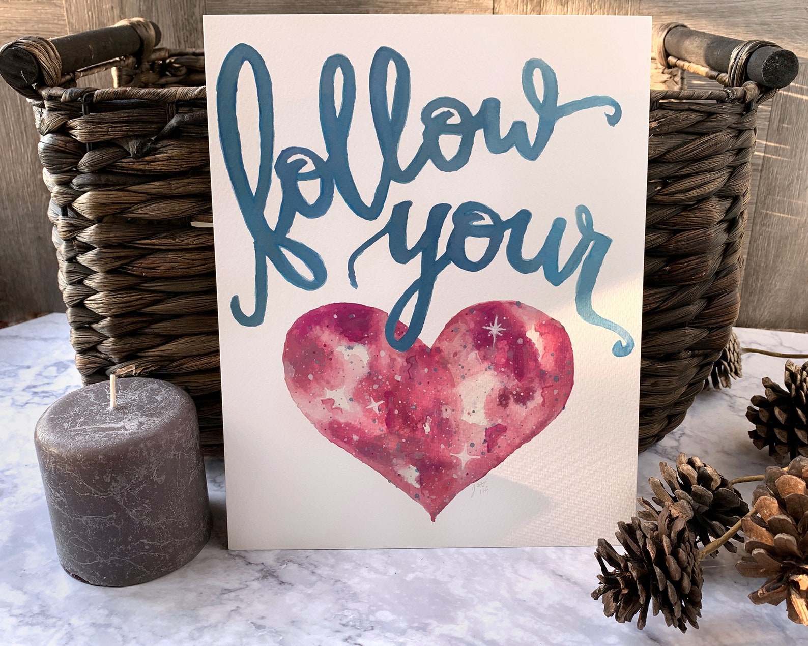 Watercolor Art Print Follow Your Heart Inspirational Wall - Etsy