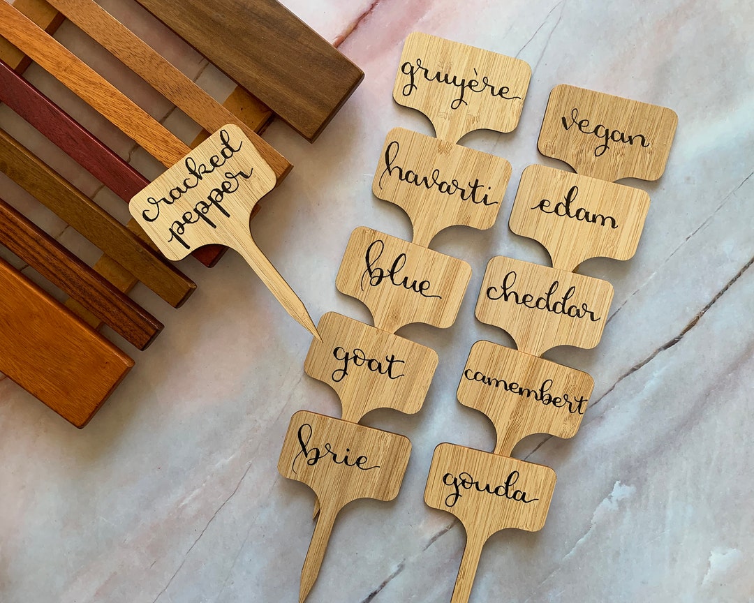 Hand Lettered Cheese Labels Custom Cheese Markers Bamboo Wine and ...