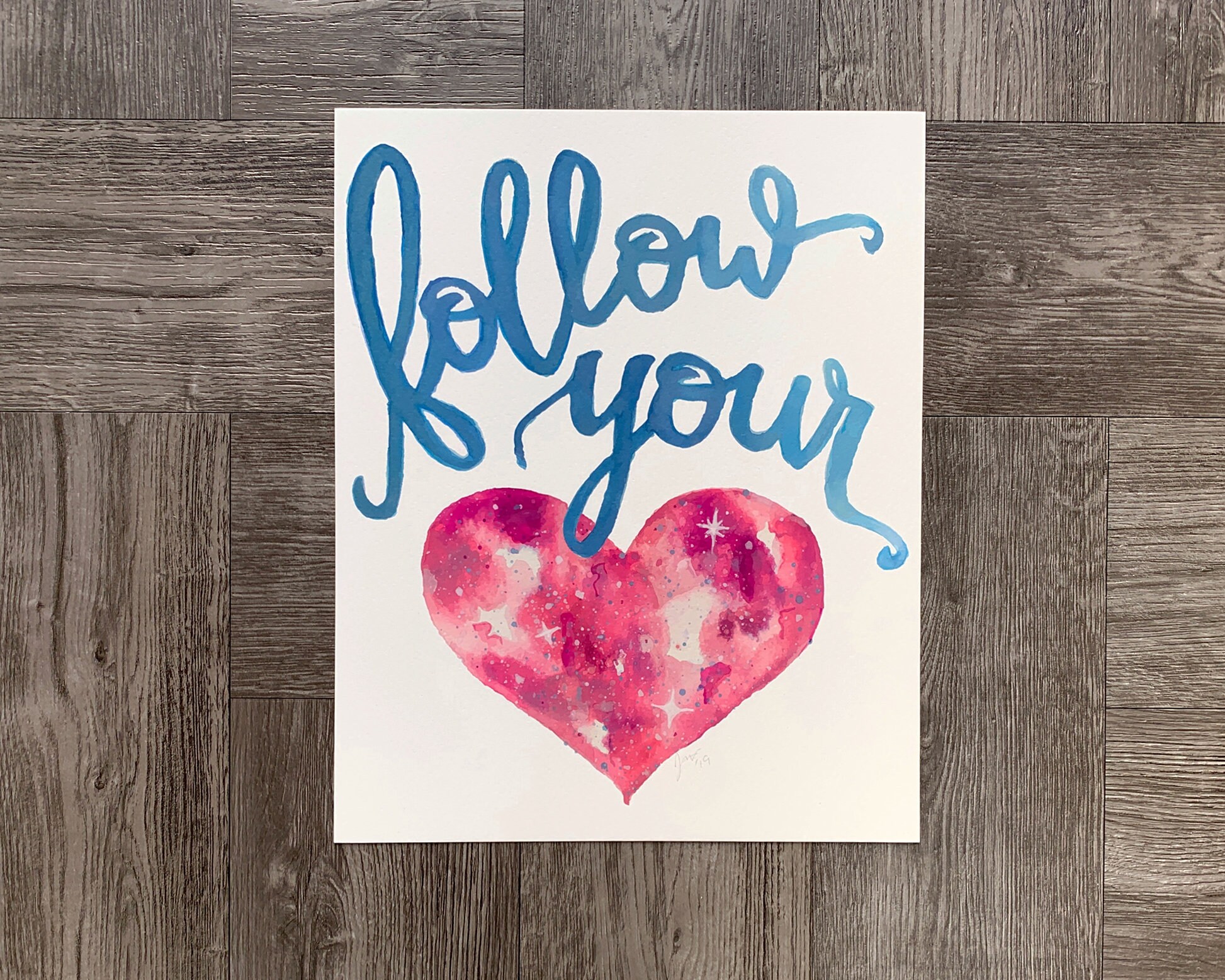 Watercolor Art Print — Follow Your Heart Inspirational Wall Art ...