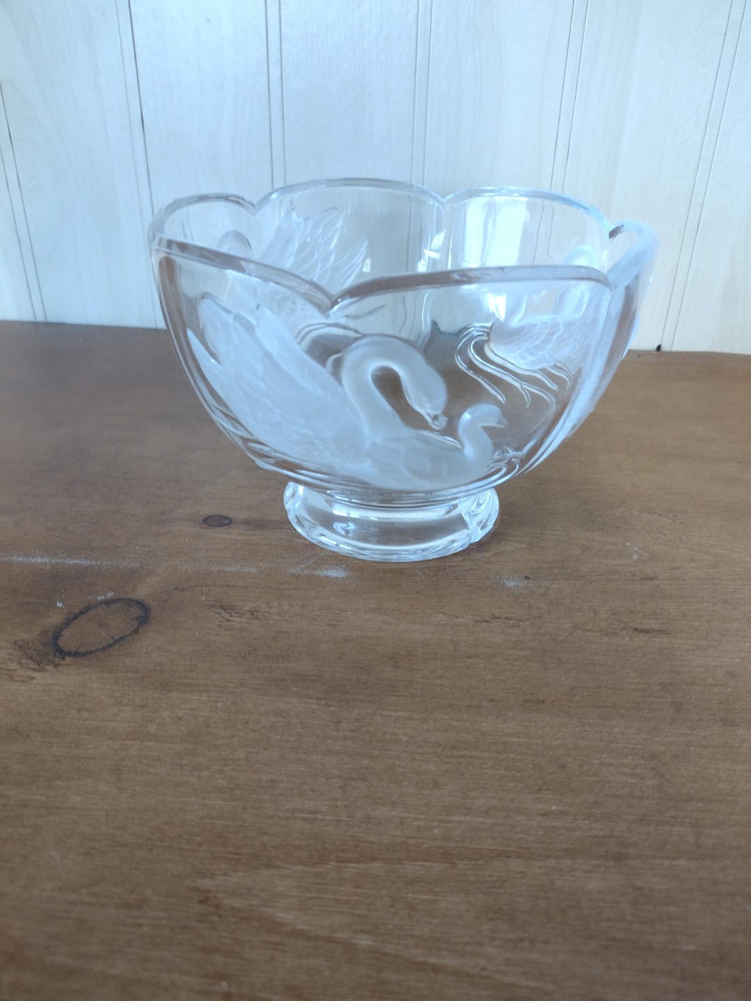 Frosted Glass Swan Bowl Lead Crystal Bowl - Etsy