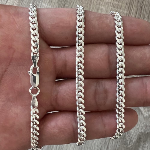 4mm SOLID 925 Miami Cuban Sterling Silver Chain Necklace HEAVY - Etsy