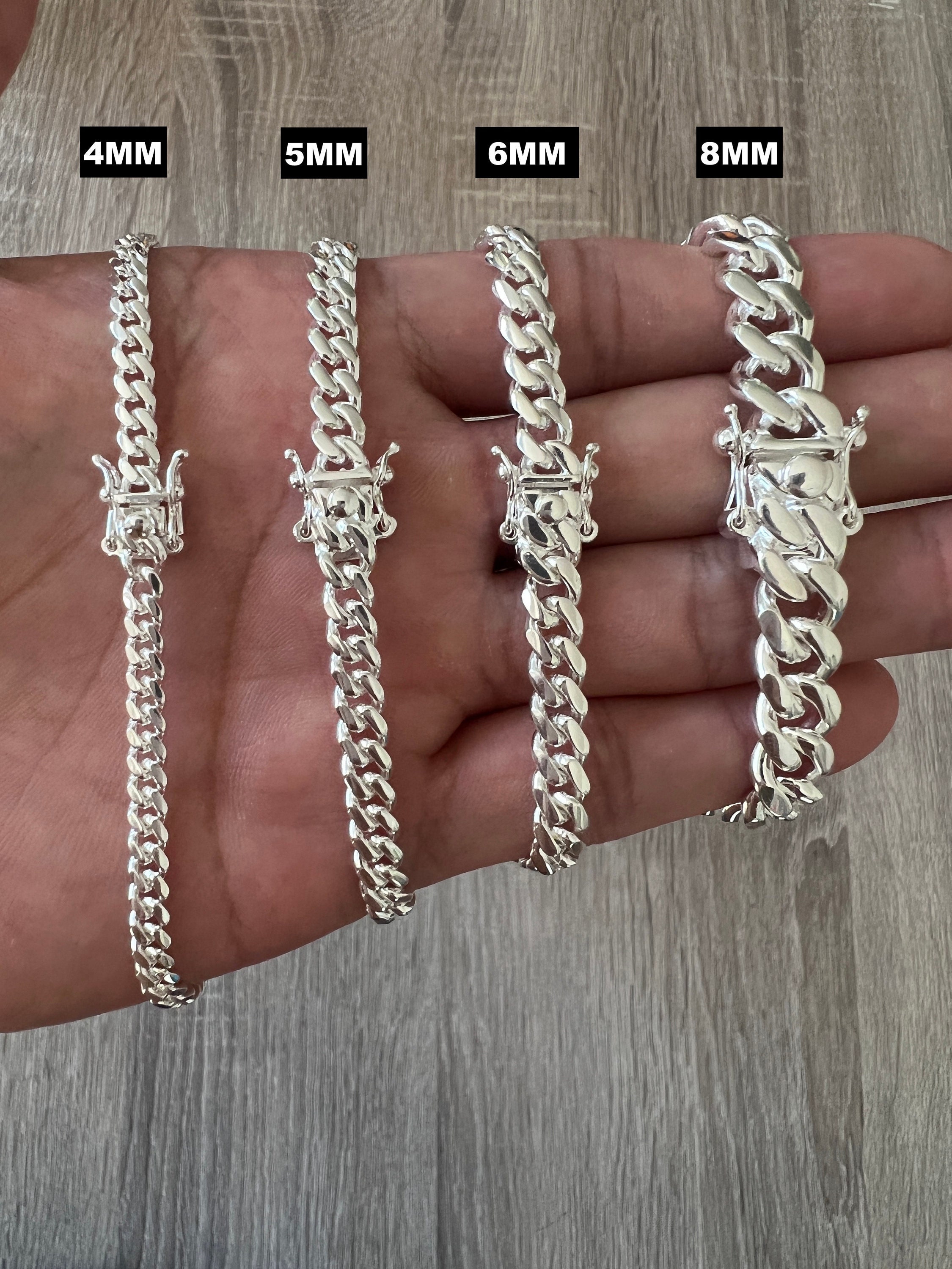 8mm 925 Solid Miami Cuban Sterling Silver Box Lock Chain Real - Etsy