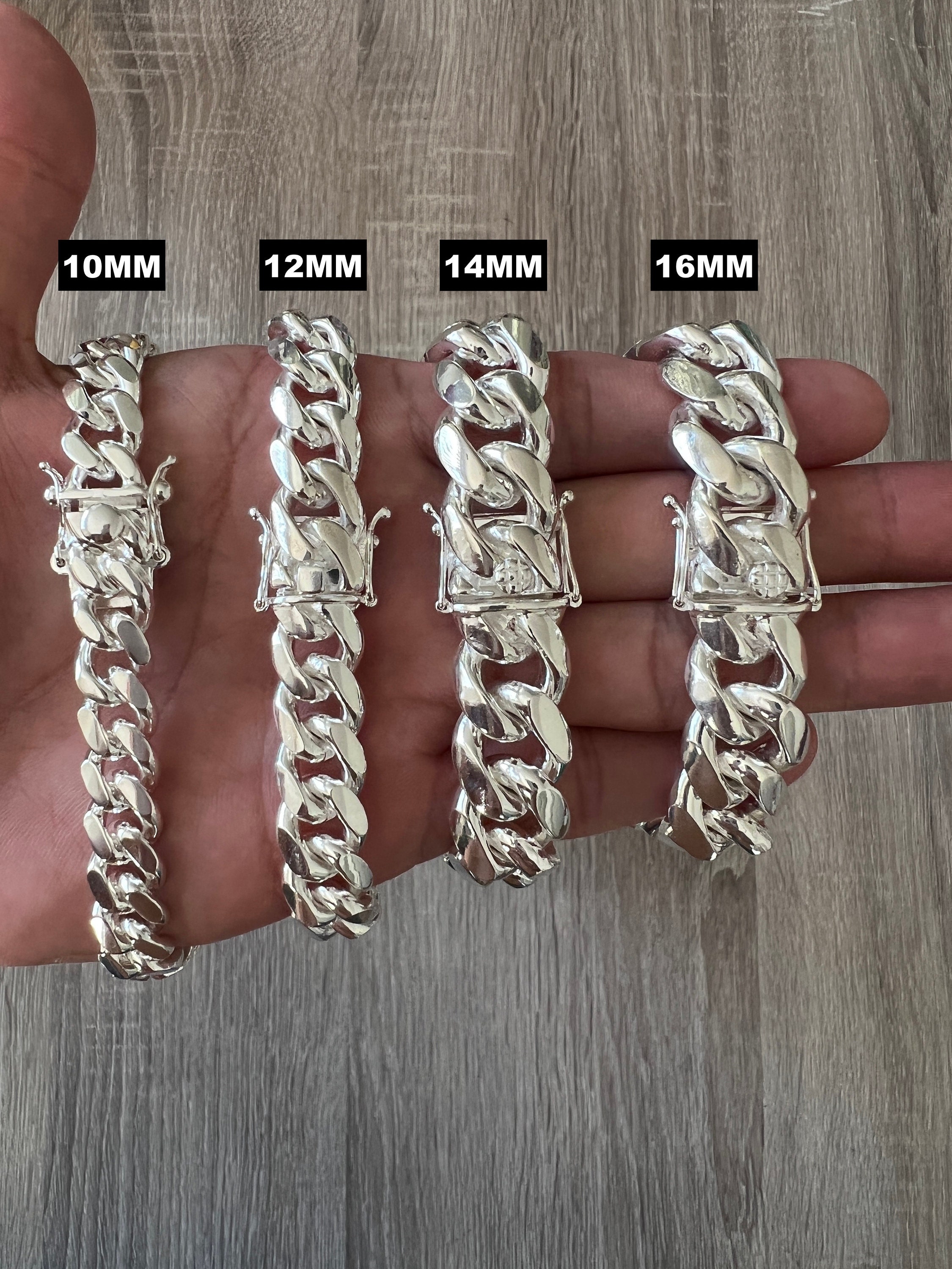 10mm 925 Solid Miami Cuban Sterling Silver Box Lock Chain Real - Etsy