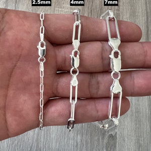 925 Paperclip Sterling Silver Solid Chain Necklace High Polish Woman ...