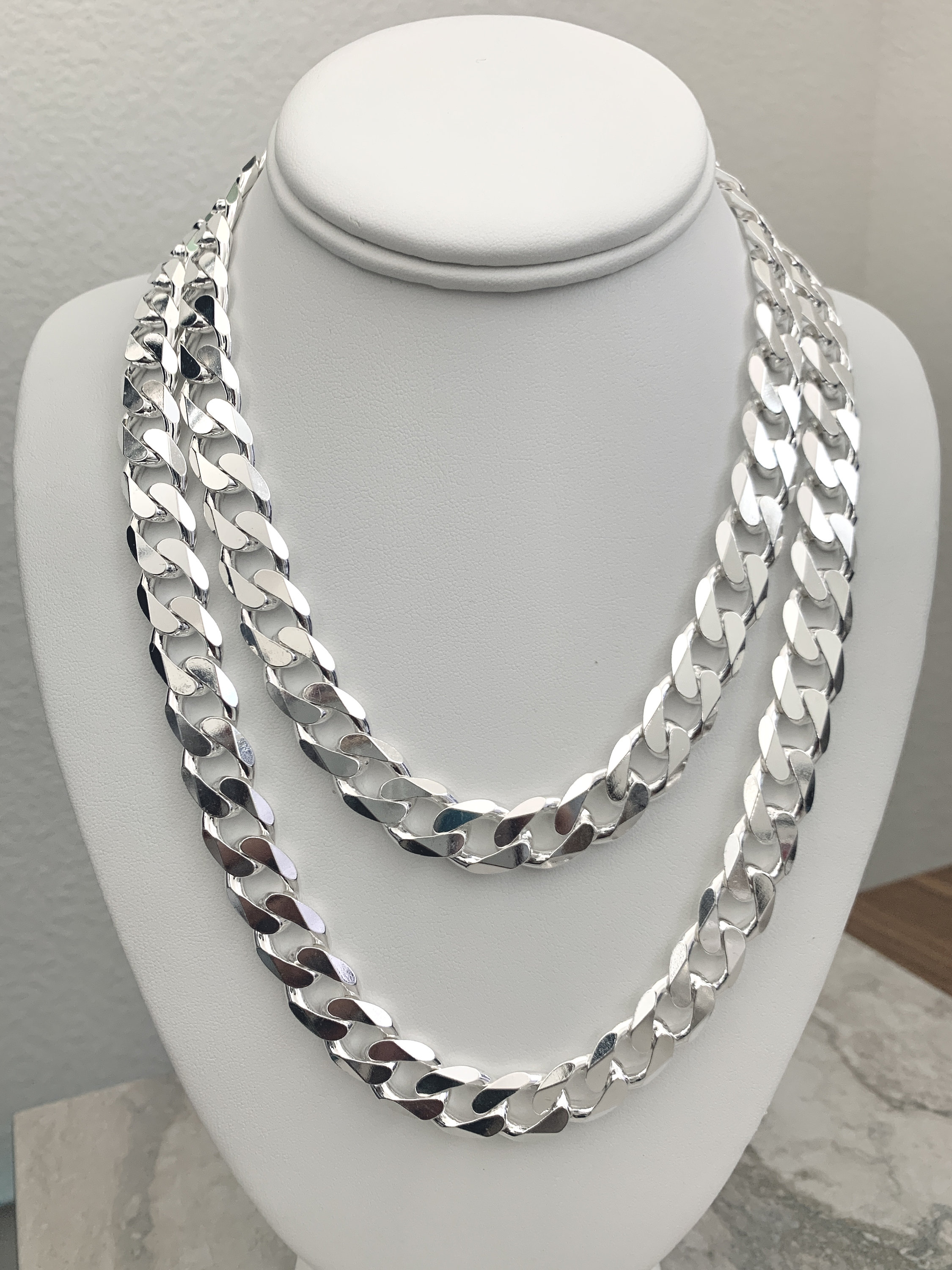 14MM 925 Solid Sterling Sliver Cuban Bracelet or Chain Silver | Etsy