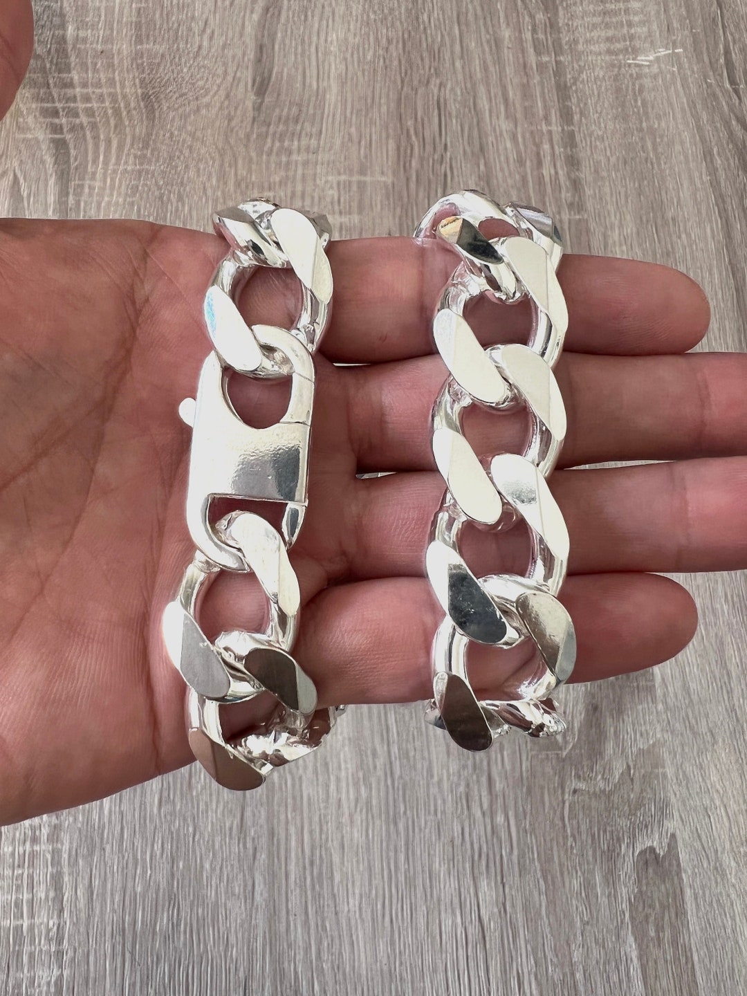 18mm 925 Solid Cuban Curb Chain Sterling Silver Heavy CHUNKY Men Women ...