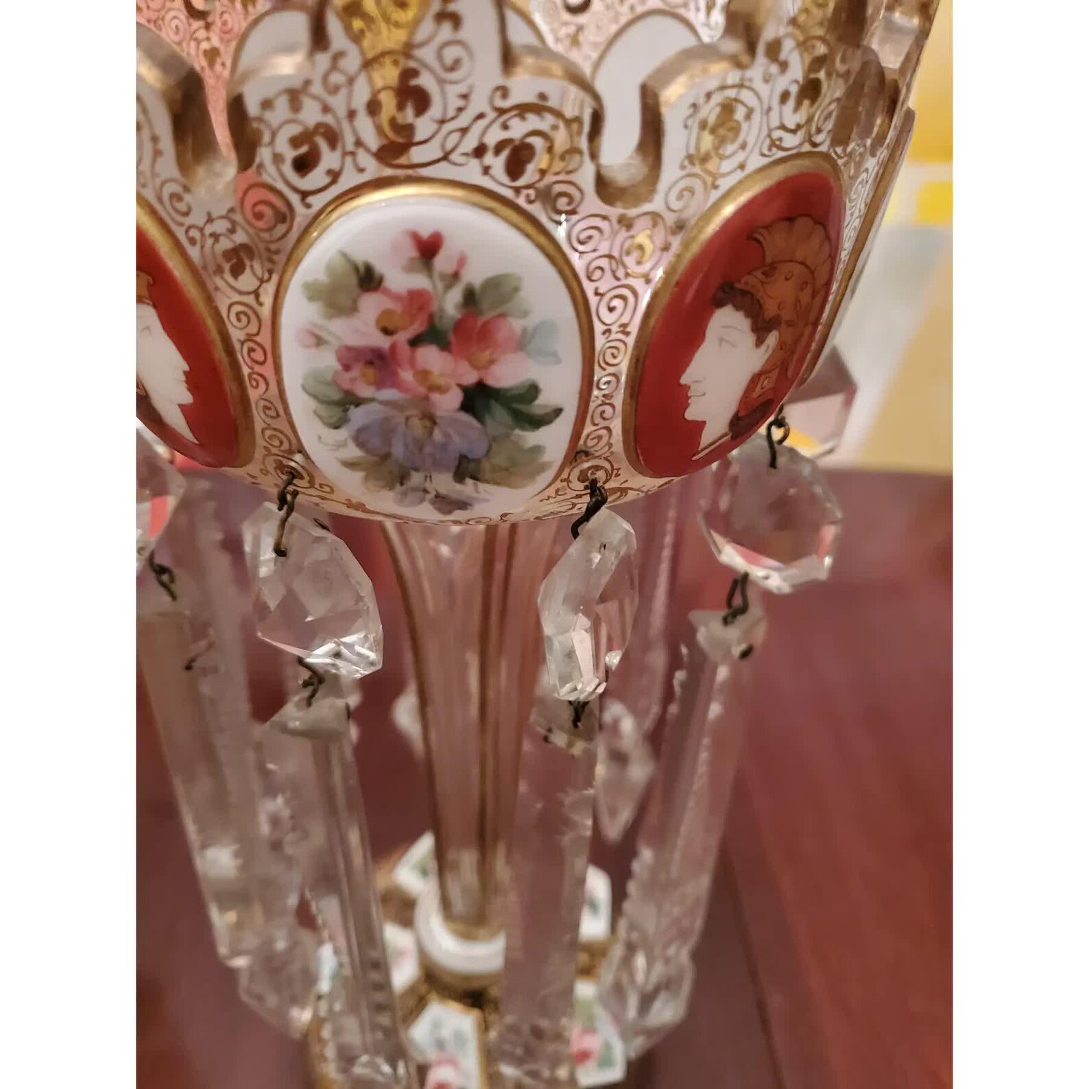 Antique Pair of Moser Bohemian Glass Overlay Lusters - Etsy