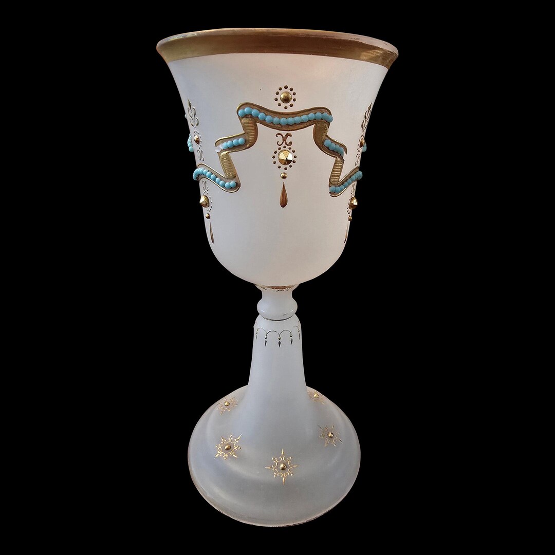 Antique Bohemian Glass Moser Opaline Jeweled Goblet - Etsy