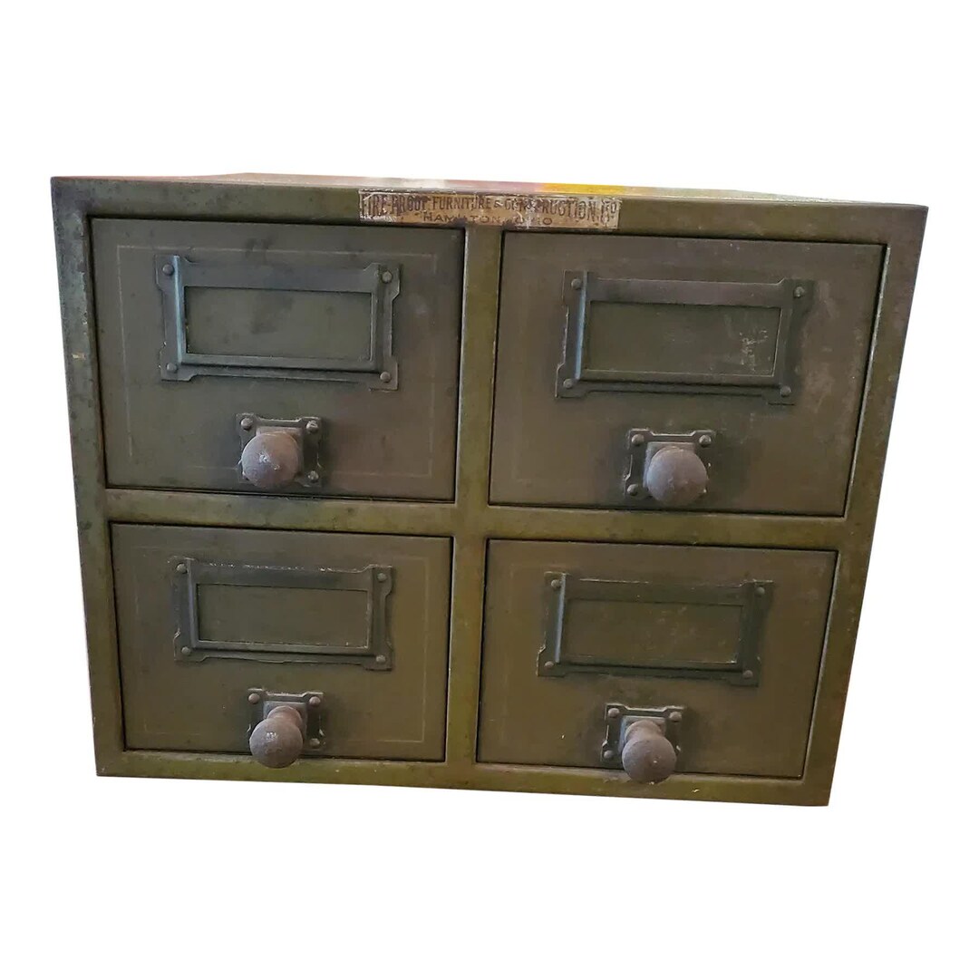 Antique Distressed Small Filing Cabinet With Label - Etsy
