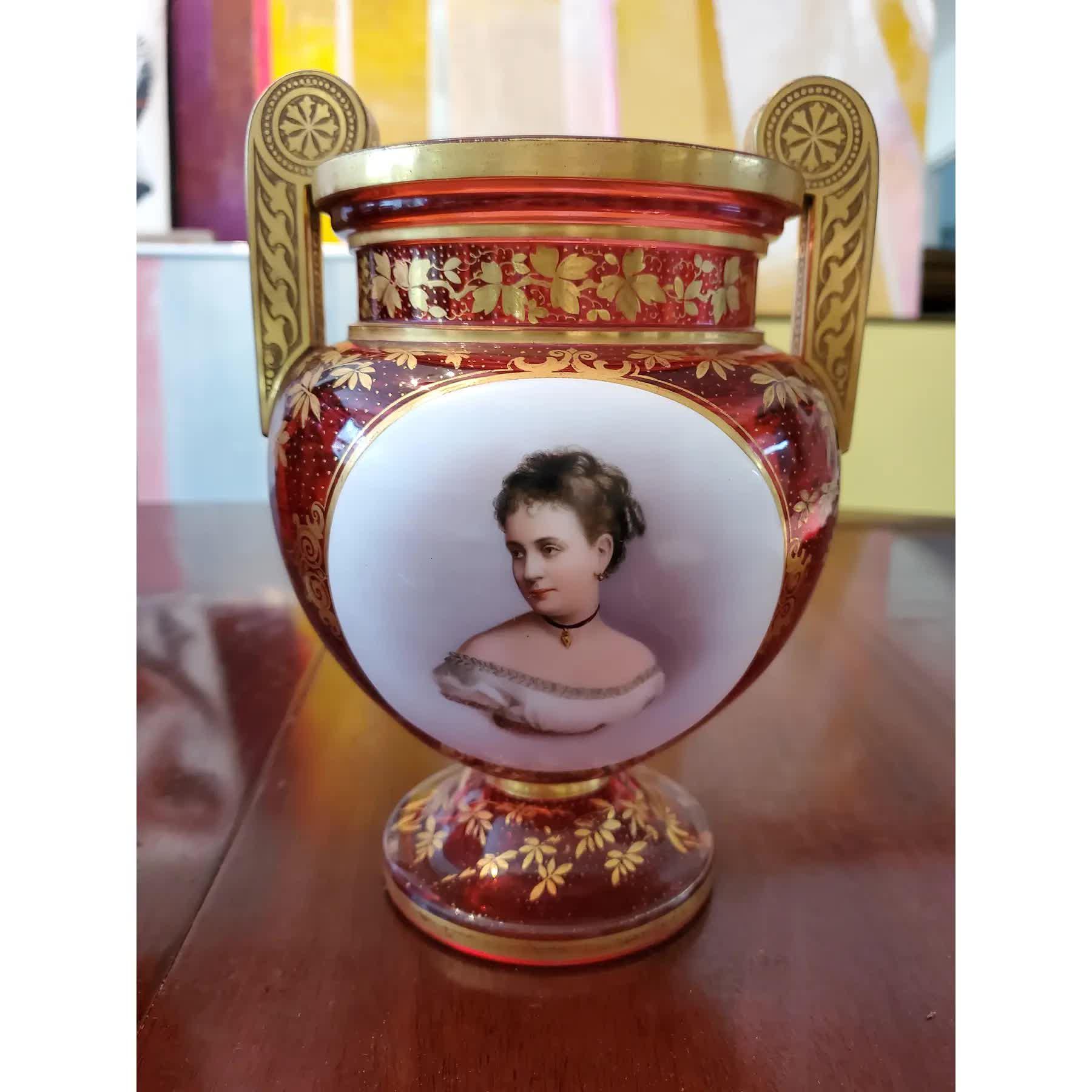 Antique Bohemian Glass Moser Ruby Urns Plaque Decor- a Pair - Etsy