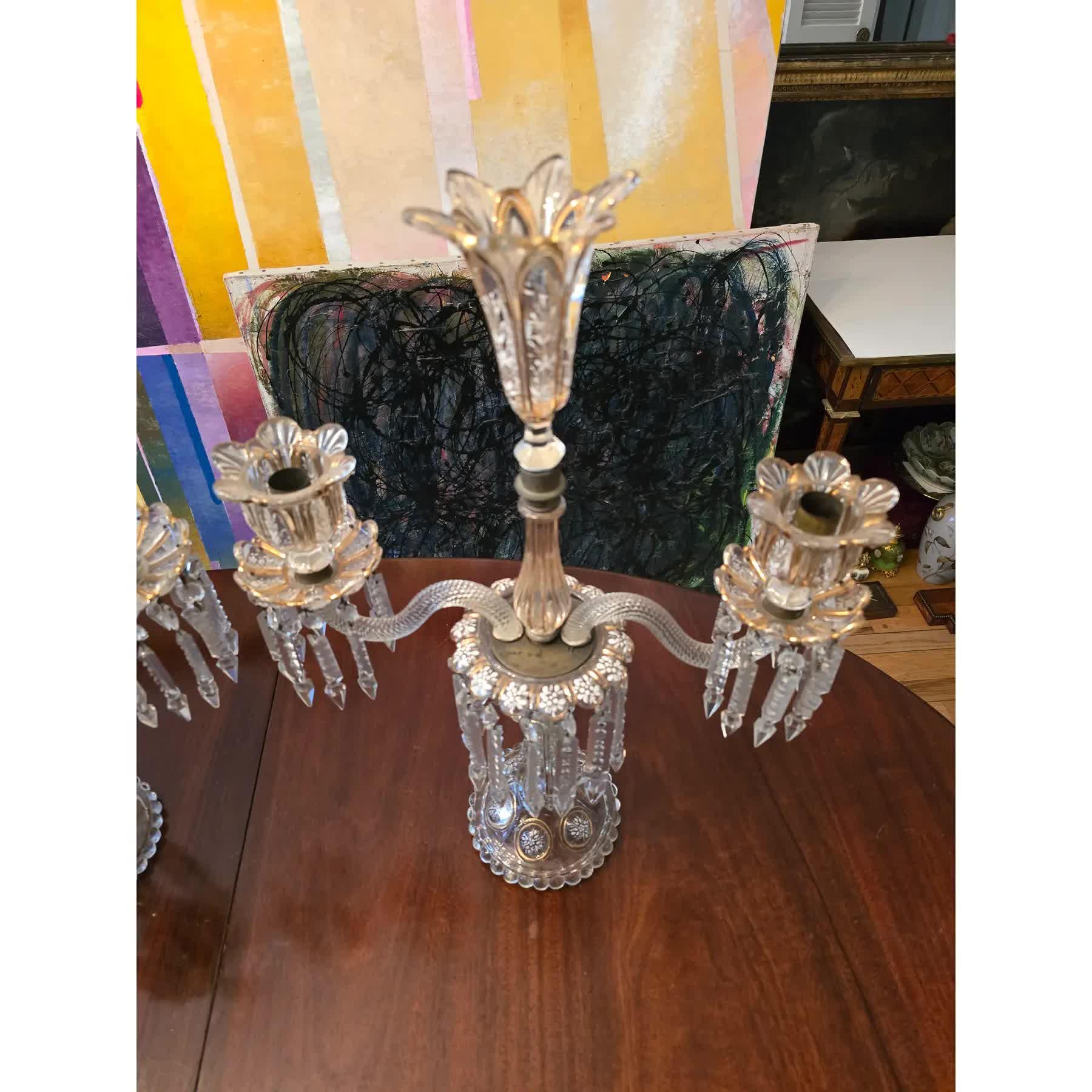Pair of Antique Baccarat Style Large Crystal Candelabras - Etsy