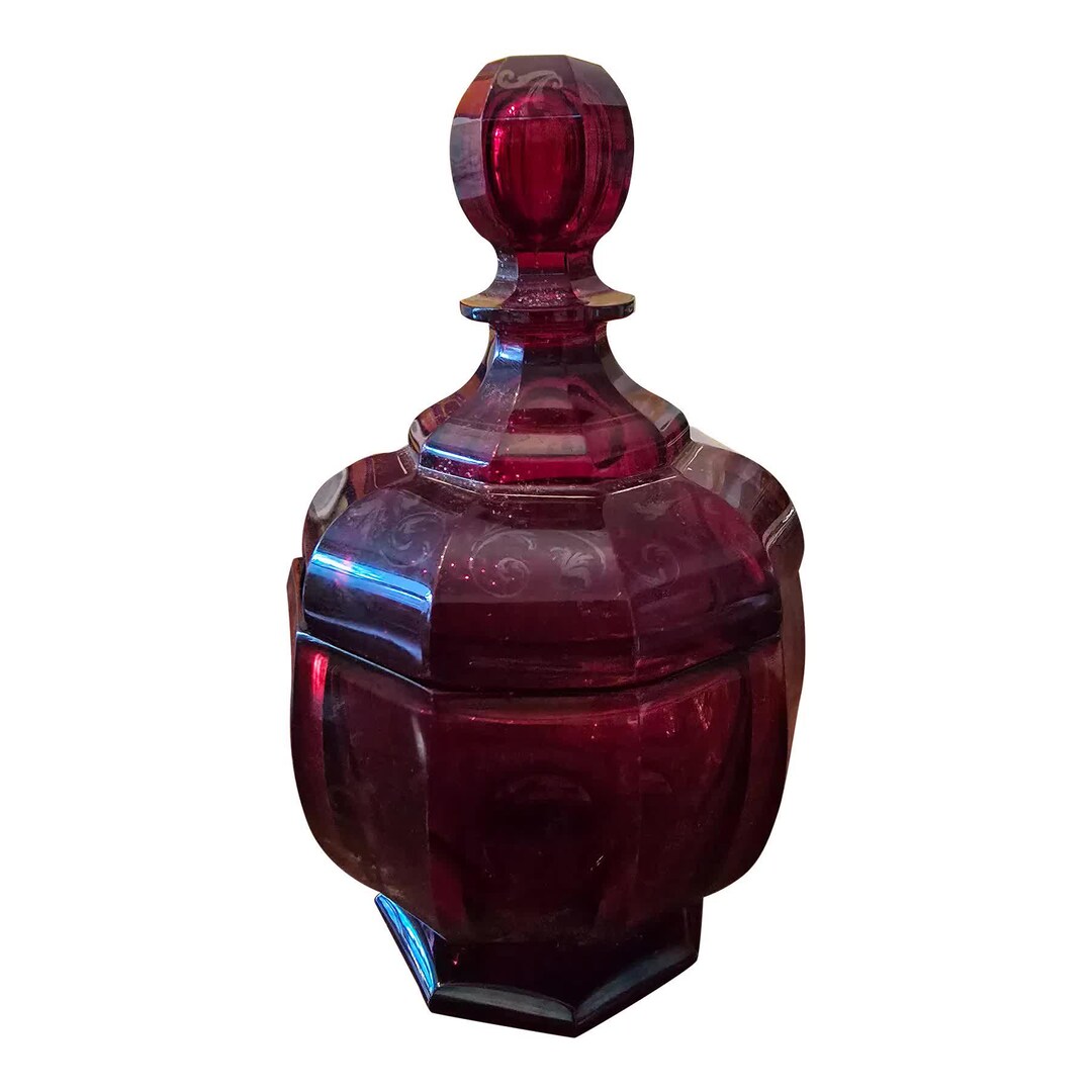 Antique Moser Bohemian Glass Ruby Red Bonboniere - Etsy