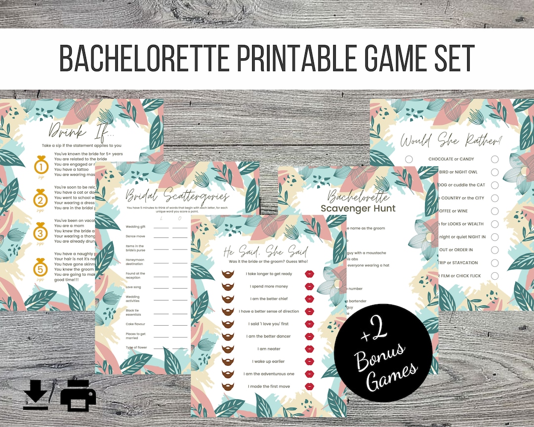 Bachelorette Printable Party Game Set Bridalshower 5 - Etsy