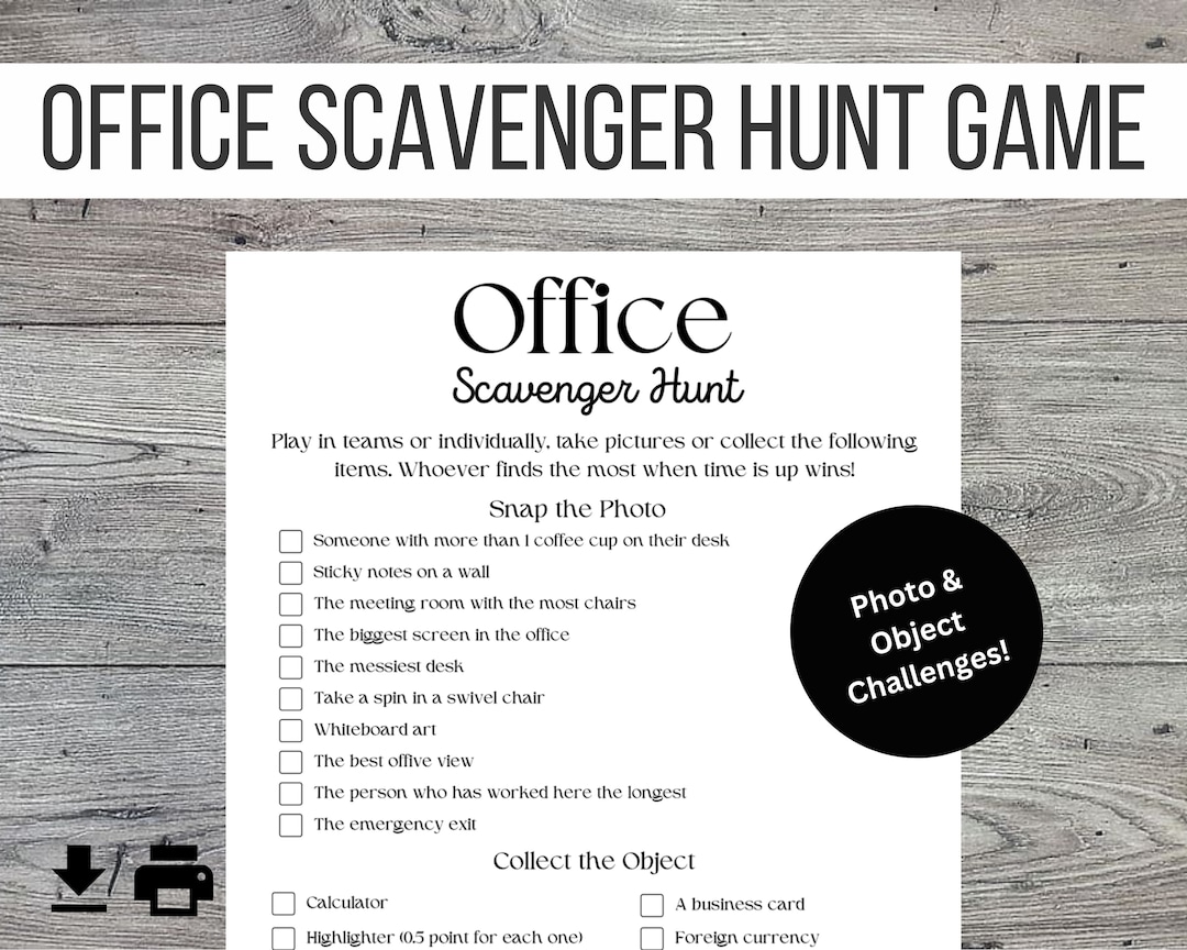 Office Party Scavenger Hunt Printable Games, Office Party Games ...