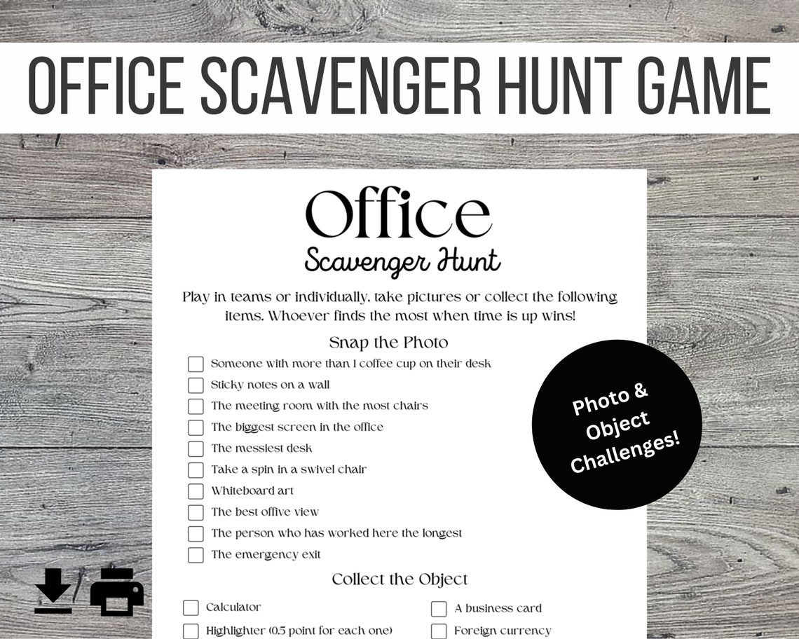 Office Party Scavenger Hunt Printable Games, Office Party Games ...