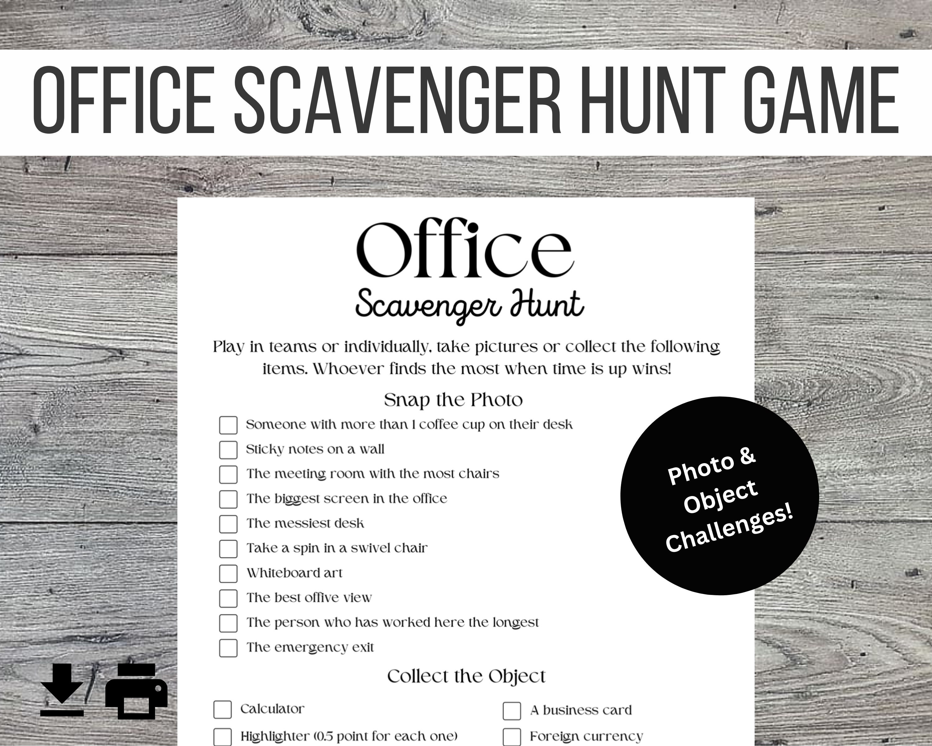 Office Party Scavenger Hunt Printable Games Office Party Games Icebreaker Game Team Building