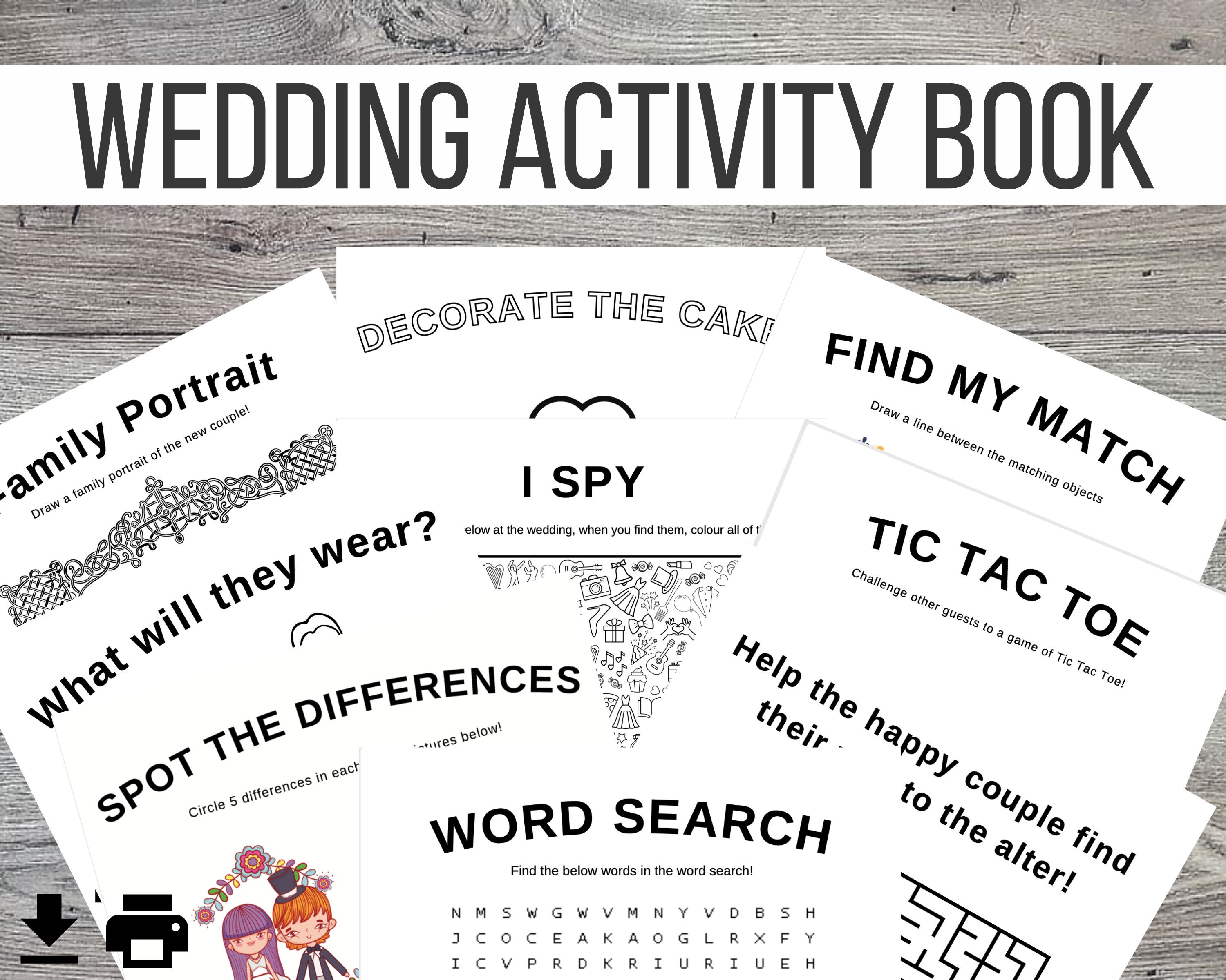 Children's Wedding Activity Book, Wedding Table Printable Games ...