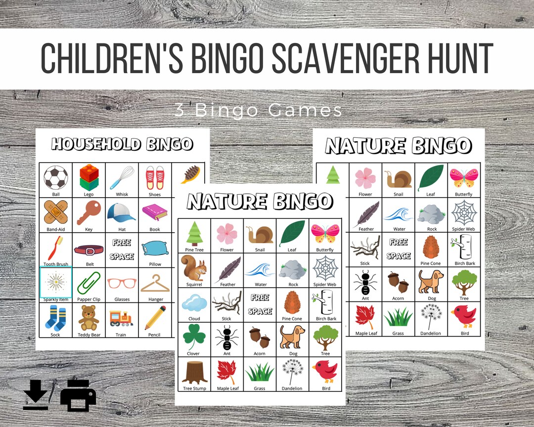Set of 3 Children's Bingo Game, Printable Kids Activity, Quarantine Kid ...
