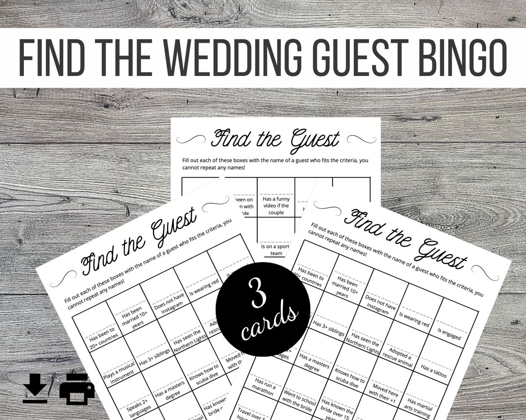 Wedding Find the Guest Bingo Game, Wedding Table Printable Games ...