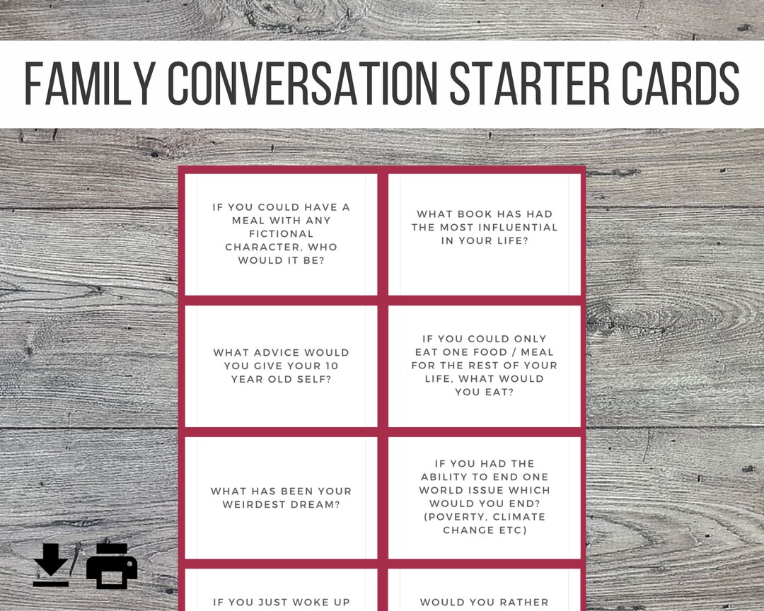 Conversation Starter and Topic Question Cards for Dinner Party or Event ...