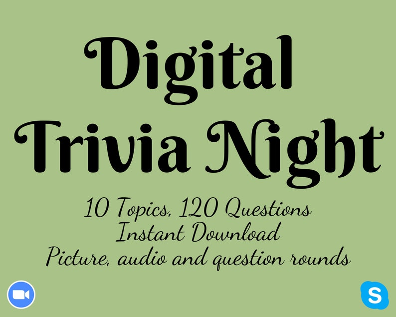 Digital Trivia Night / Pub Quiz for Zoom, Skype, 120 Questions - Etsy